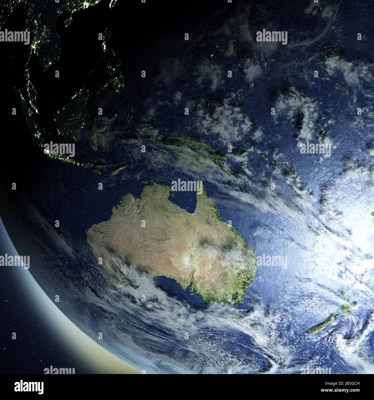 Australia from Earth's orbit in space. 3D illustration with detailed ...