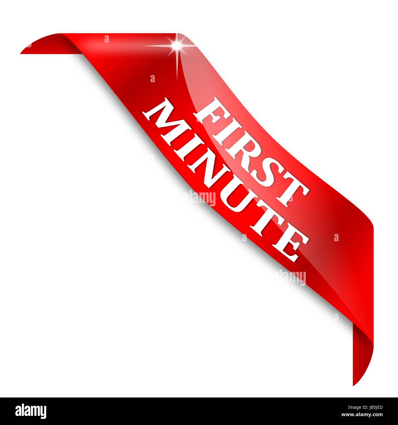 Red corner with the words "first minute" - illustration Stock Photo - Alamy
