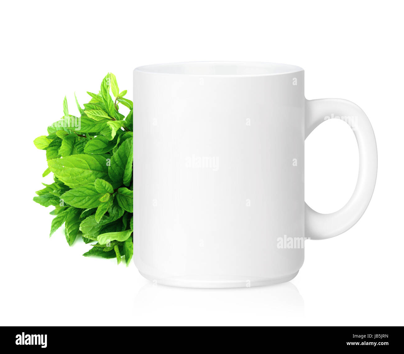 White ceramic mug with Herbs, Herbs Drink, Isolated on a white. (with ...