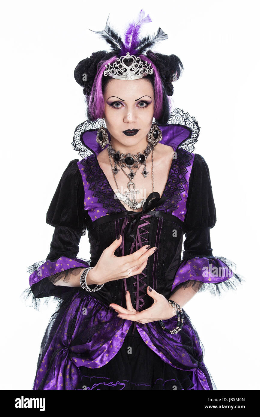 Young goth girl dressing a weird clothes in violet tones Stock Photo ...