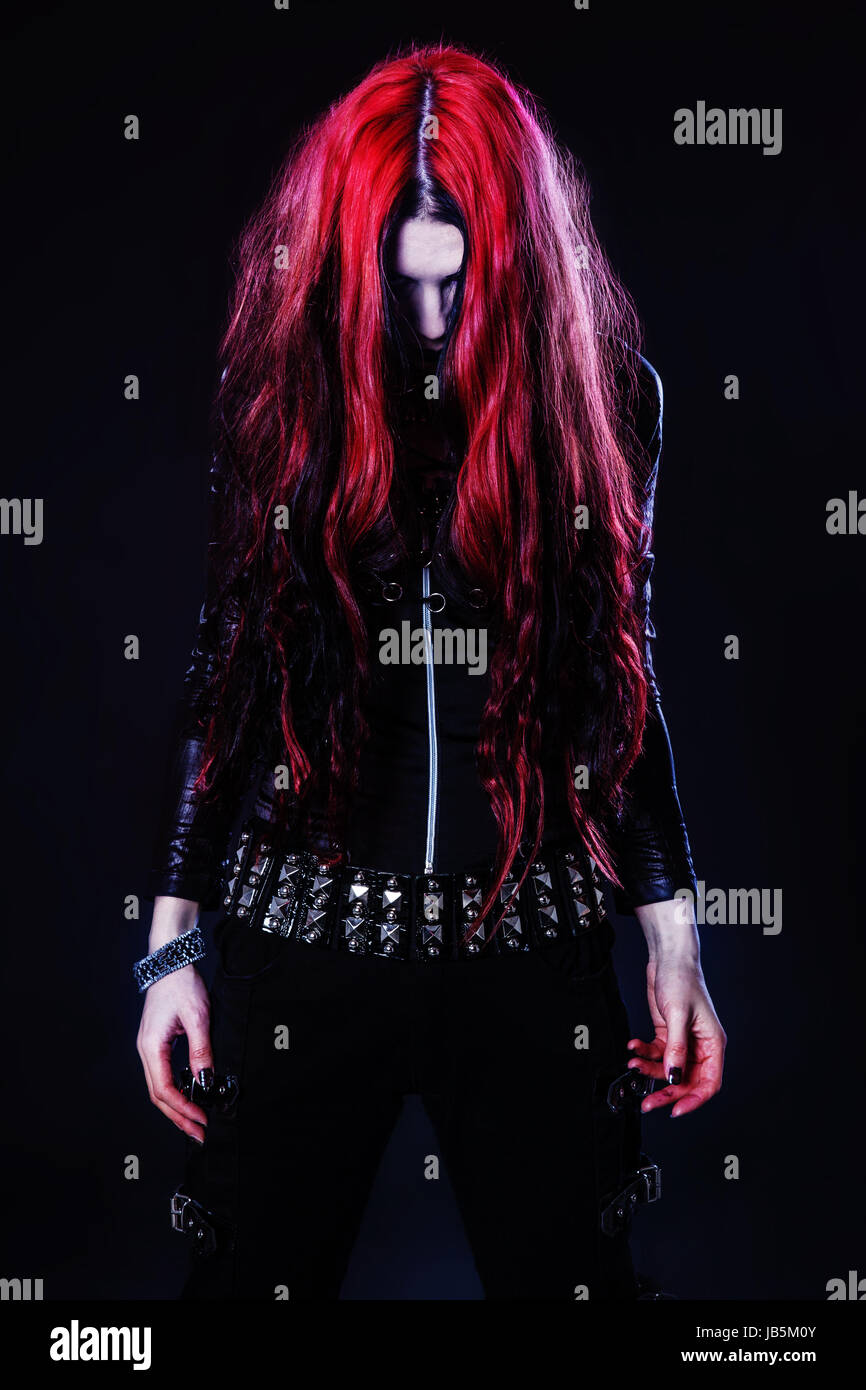 Young goth girl with a red hair Stock Photo - Alamy