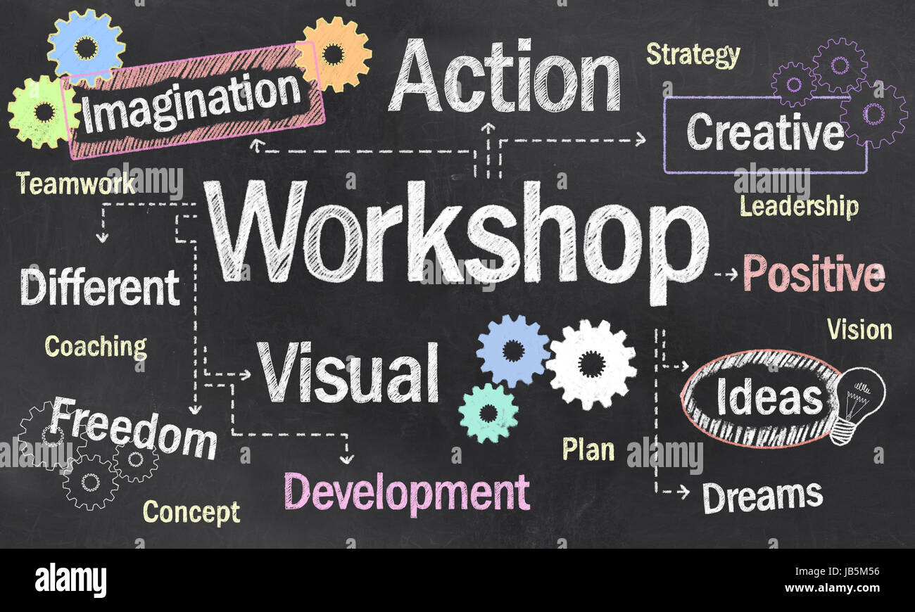 Creative Workshop with Chalk on Blackboard Stock Photo - Alamy