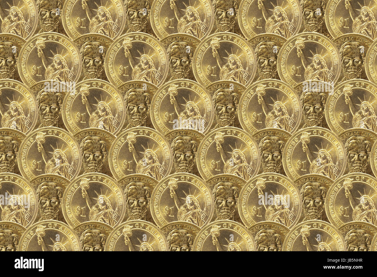 Background created from U.S. one dollar coins.Obverse and reverse Stock ...