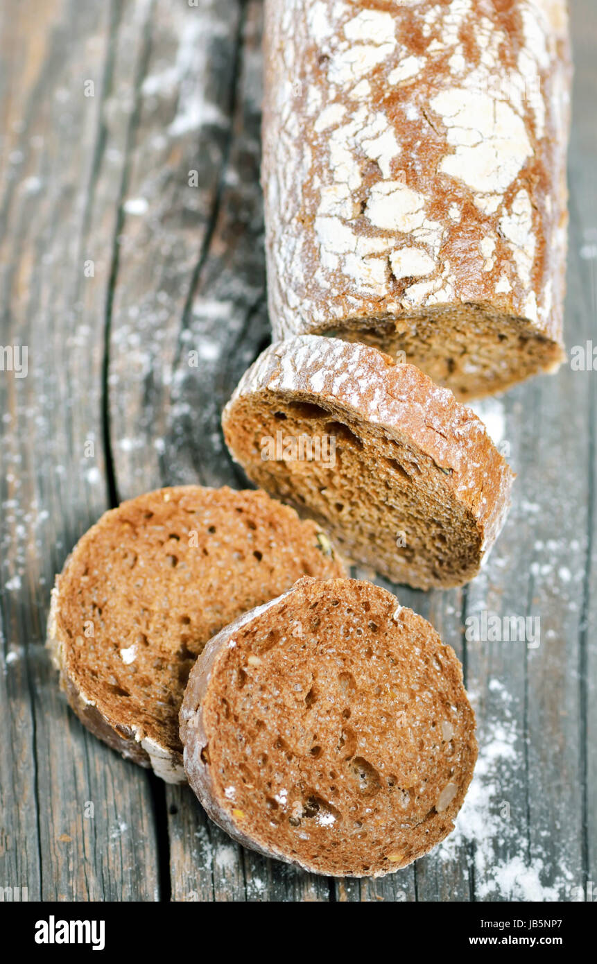 baked traditional bread and flour Stock Photo - Alamy