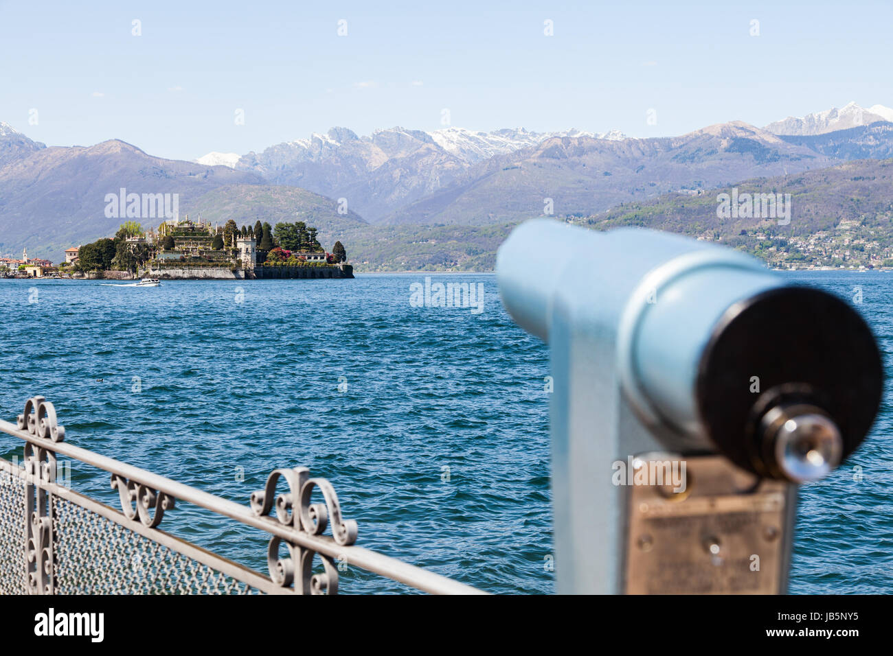 Lago Maggiore, Maggiore Lake, Italy. View from the promenade in front ...