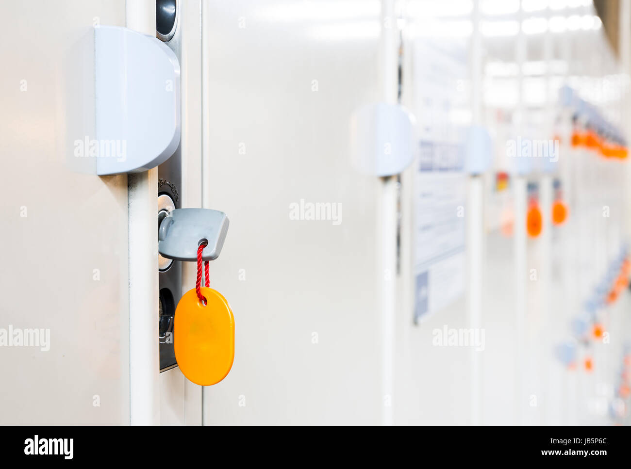Perspective of locker storage row cabinet Stock Photo - Alamy