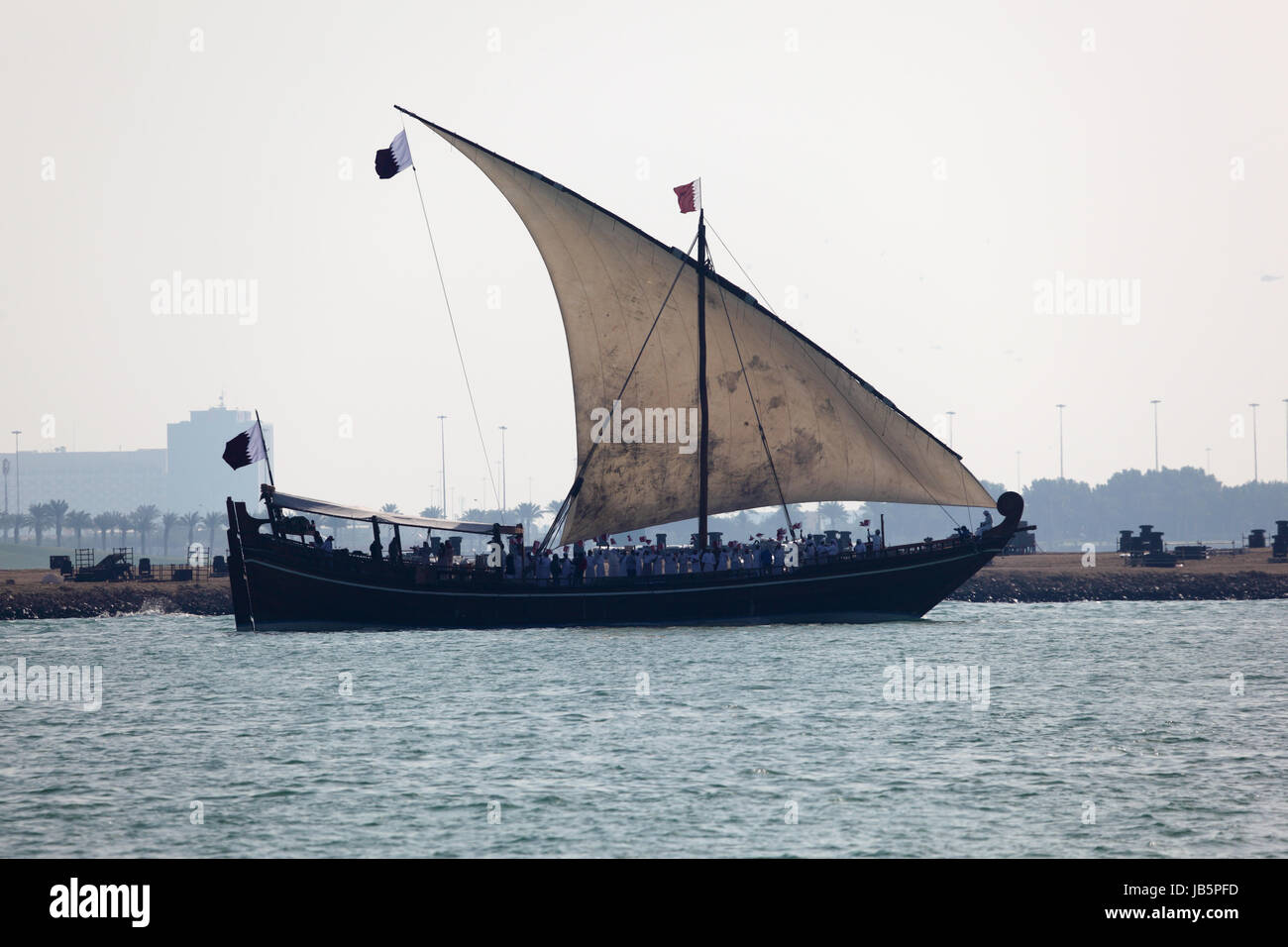 Traditional arabian sail dhow in Doha, Qatar, Middle East Stock Photo ...