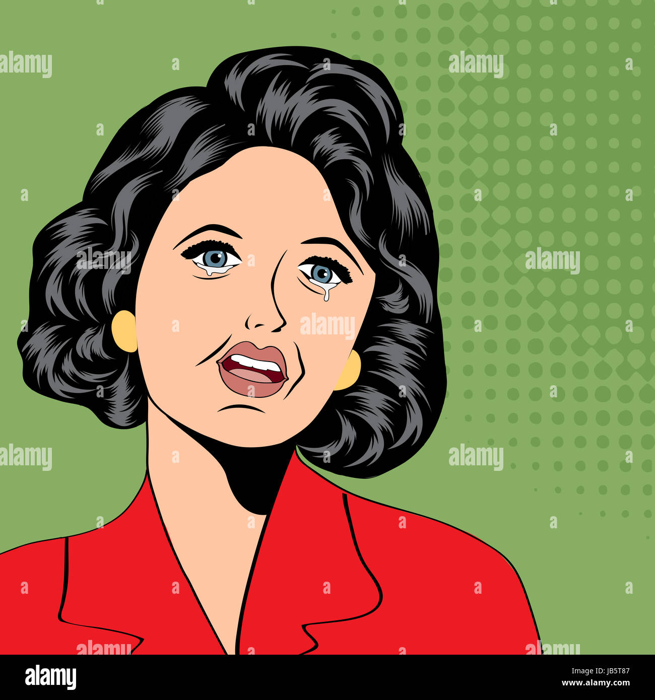 Pop Art illustration of a sad woman, vector illustration Stock Photo ...