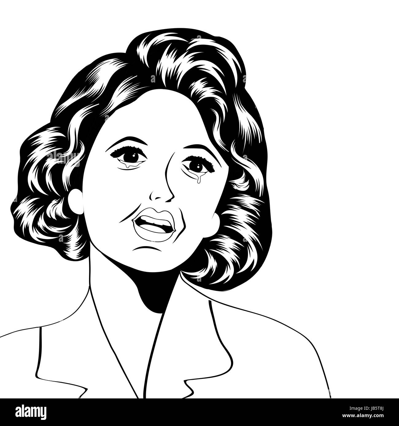 Pop art woman sad Black and White Stock Photos & Images - Alamy