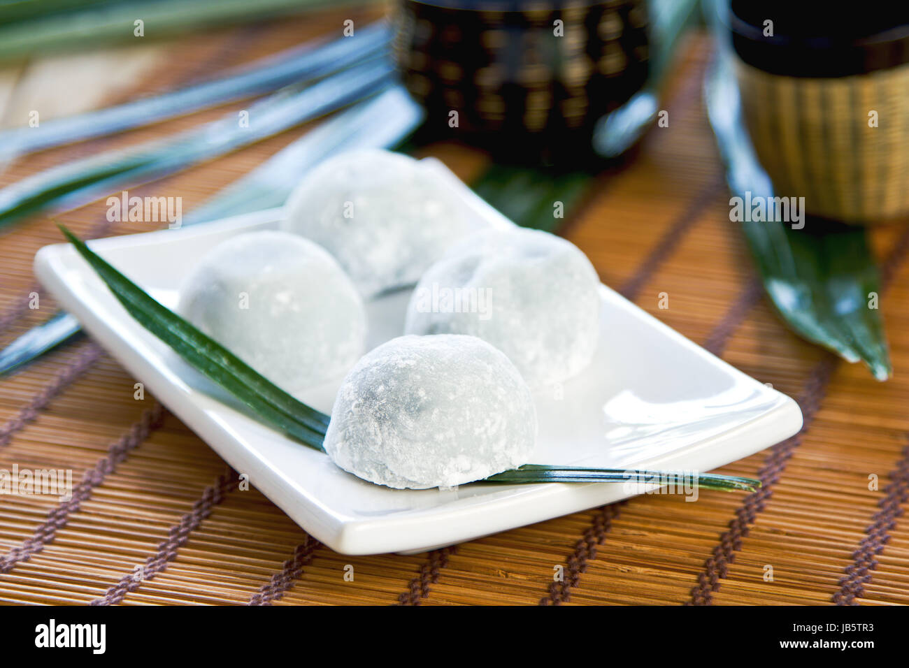 Japanese sweet made of sticky rice flour and black bean called Daifuku ...