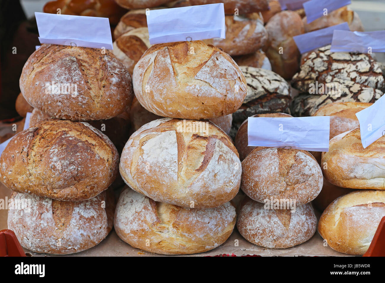 Hand made artisan bread at bakery shelf Stock Photo - Alamy