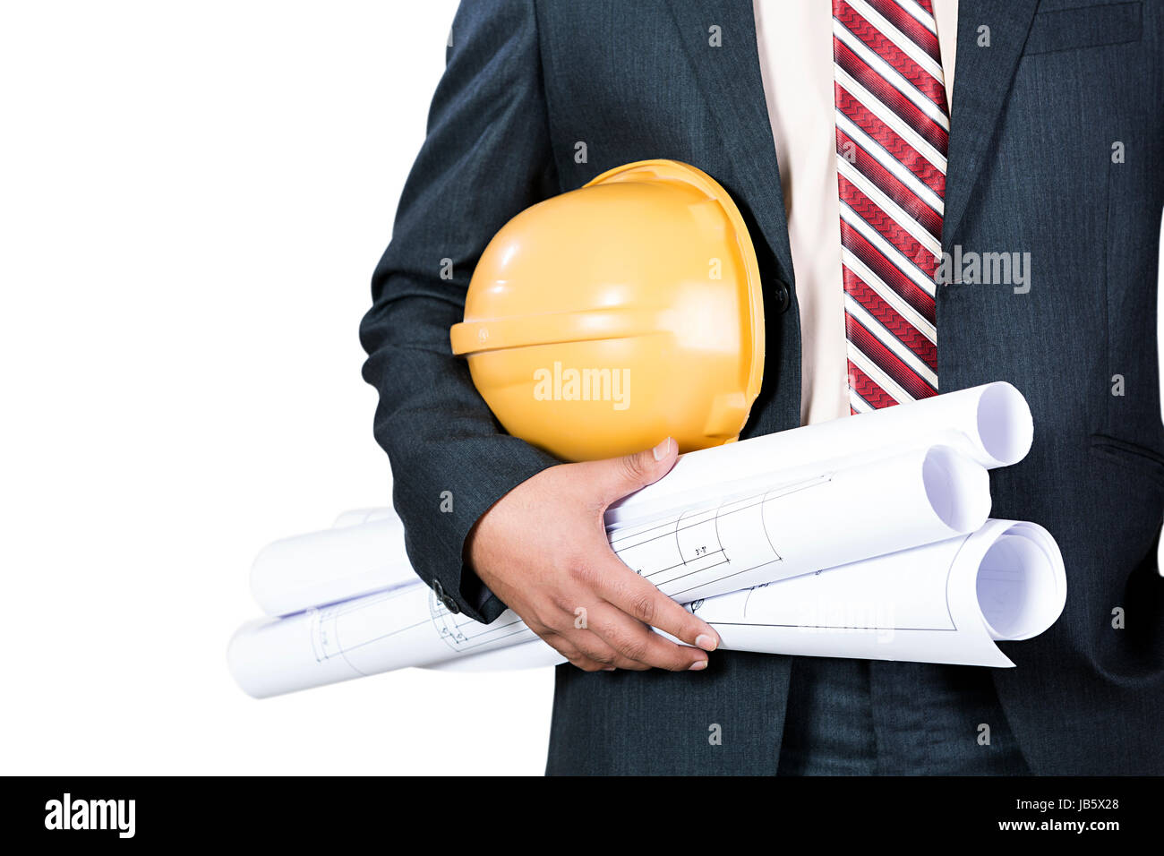 1 Architect MAn Engineer Real Estate Project Holding Map Midsection ...