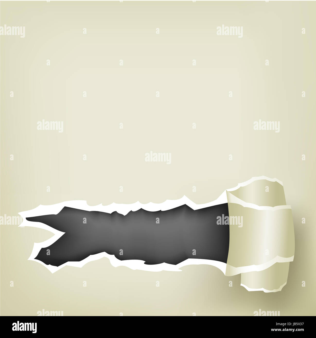 The piece of torn paper, roll and black background inside Stock Photo ...