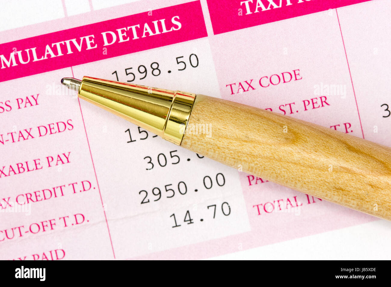 Close up of payslip showing salary details Stock Photo - Alamy