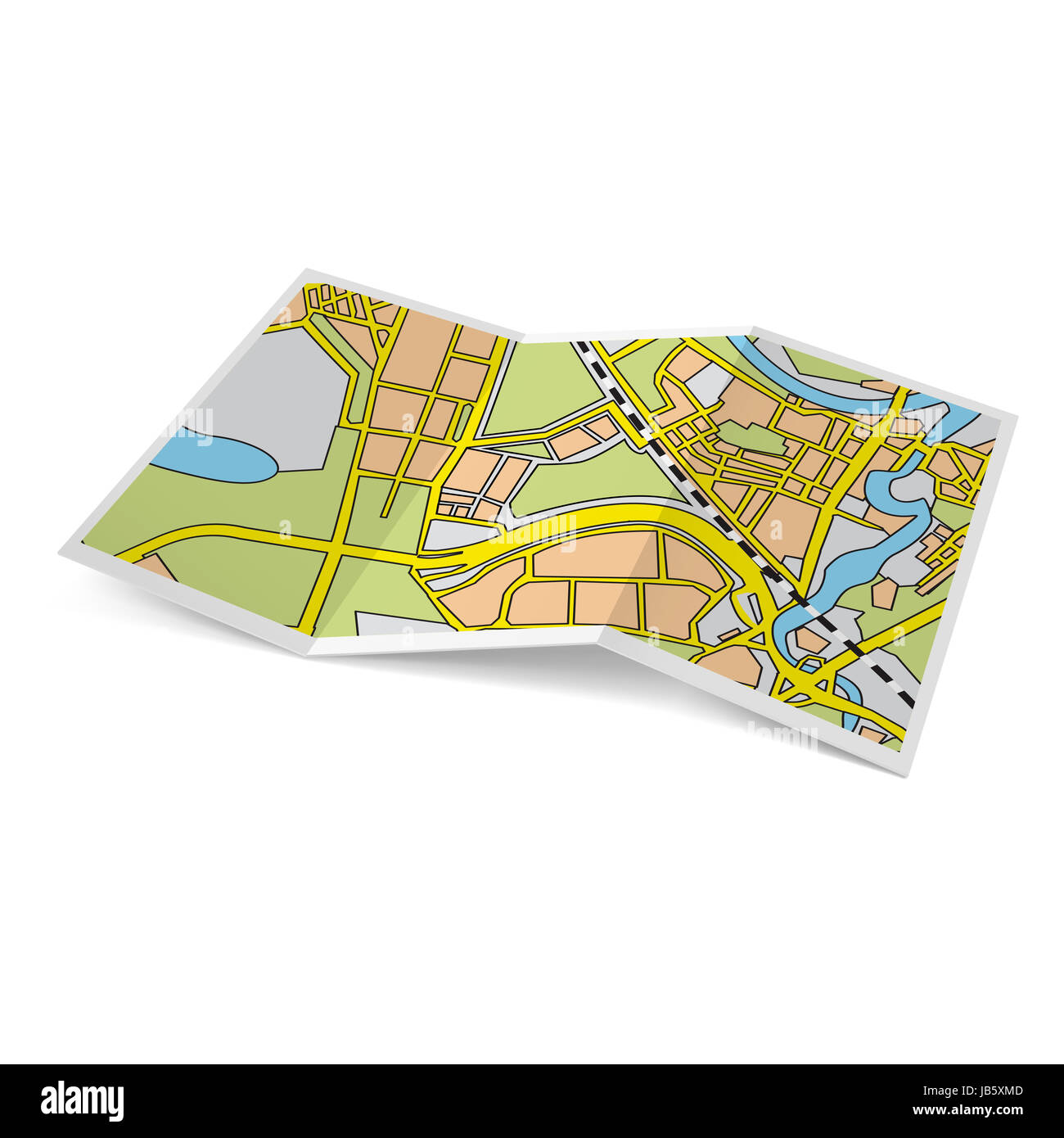 Illustration of city map booklet on white background Stock Photo - Alamy