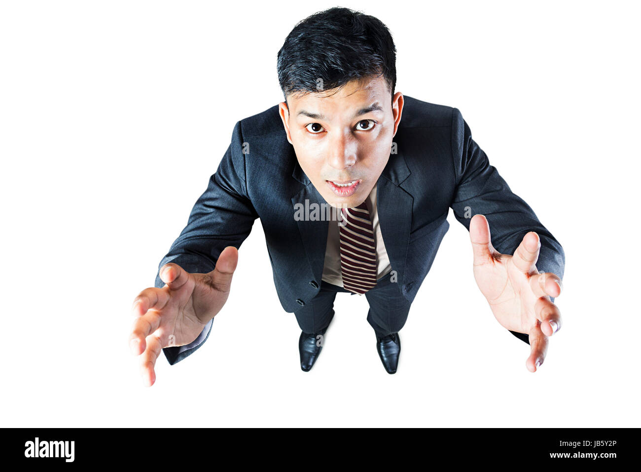 1 Businessman Frightening Problems Shocking Top View Watching Camera ...