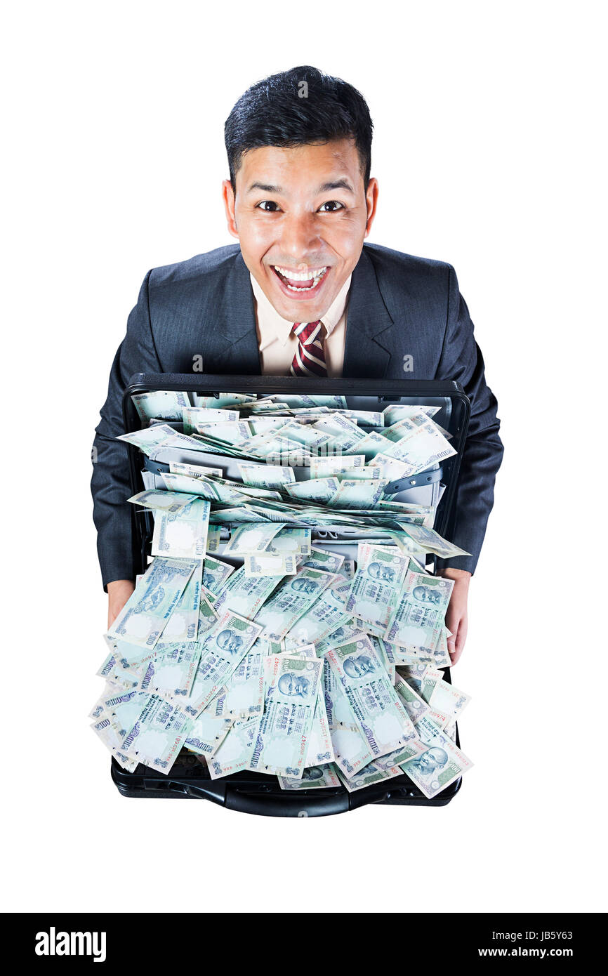Happy 1 Indian Businessman Holding suitcase full cash Promotion ...