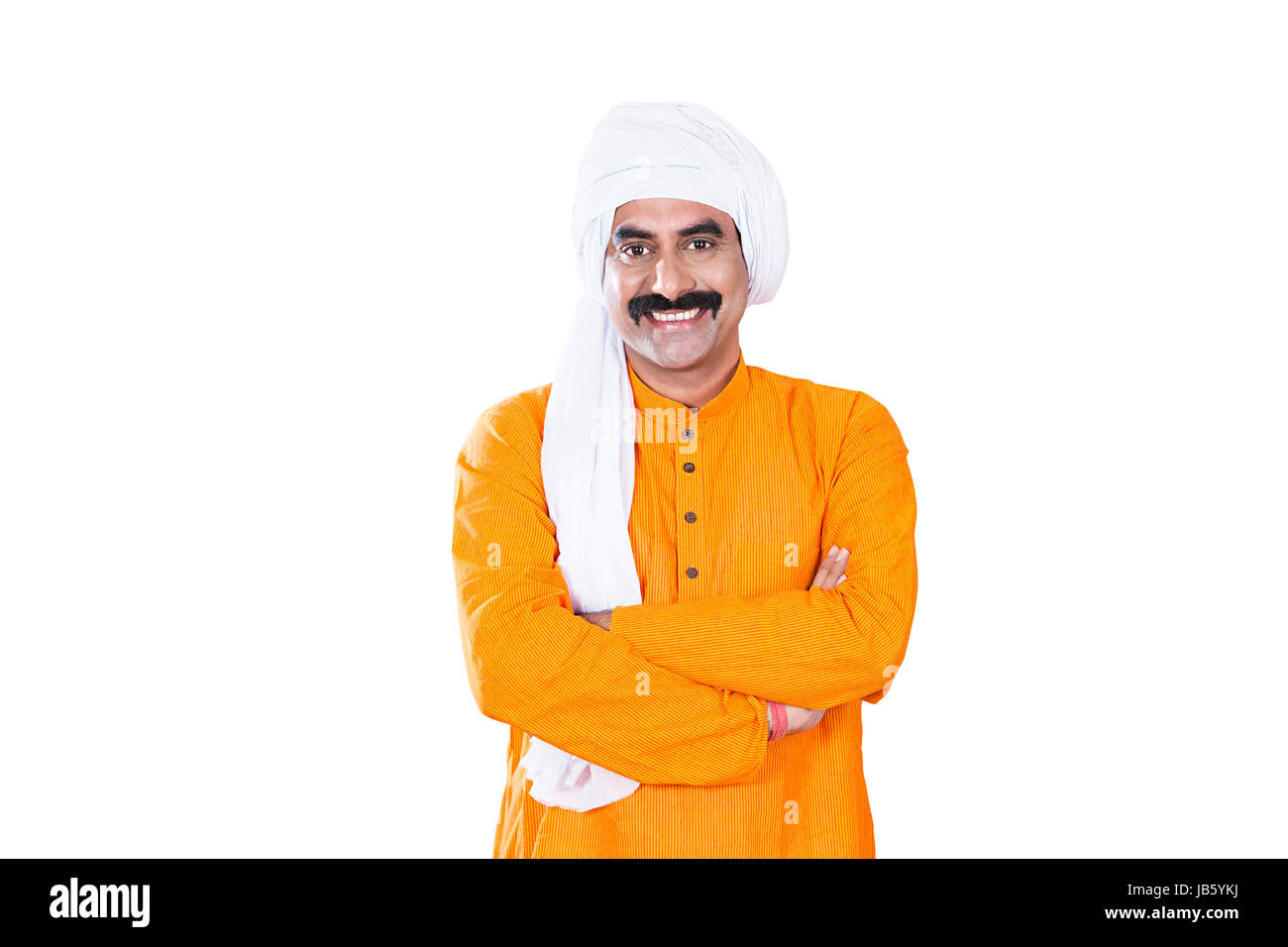 1 Indian Rural Man Farmer Arms Crossed Standing On White Background ...