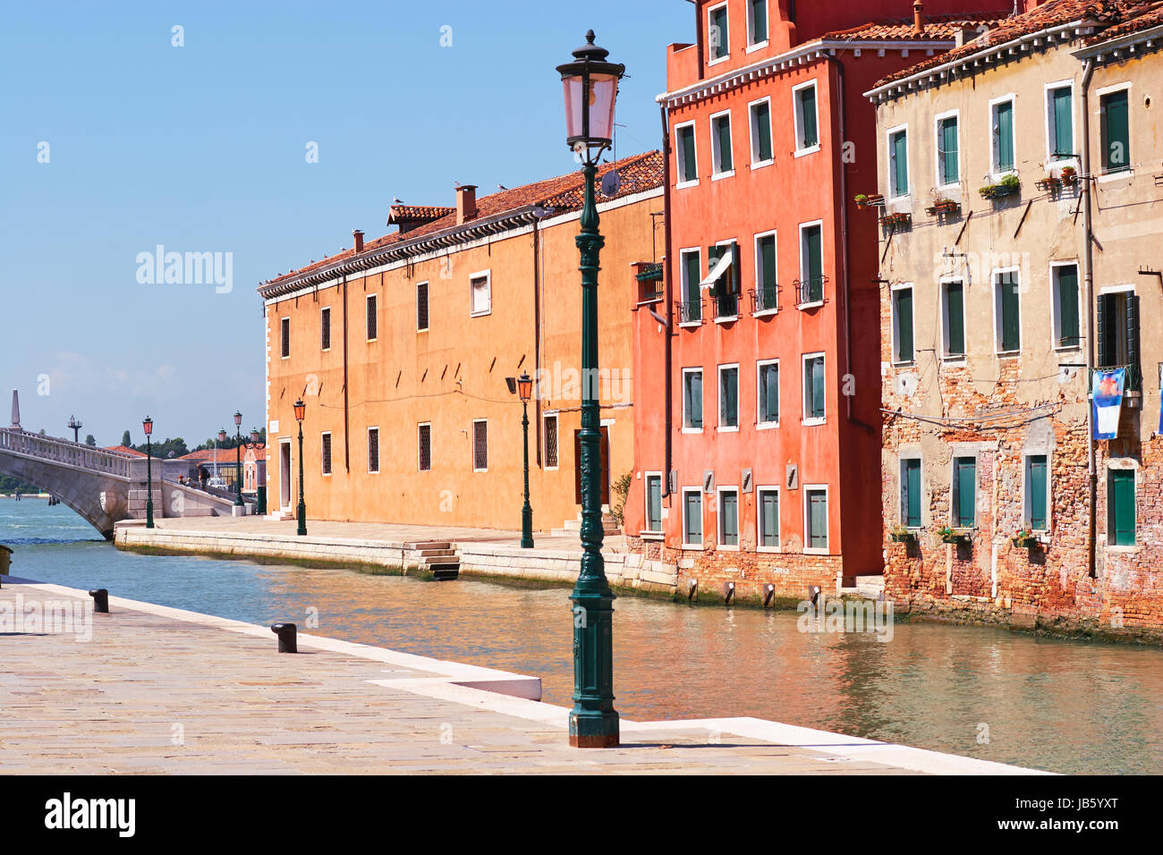 Colorful facades of old medieval houses in Venice, Italy Stock Photo ...