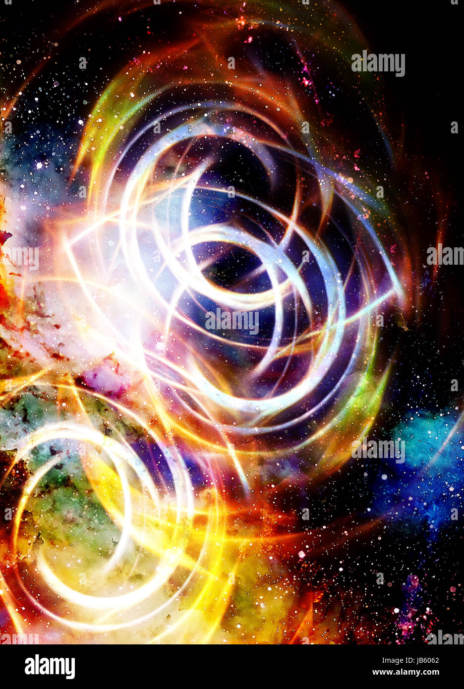 Cosmic space and stars with light circle Stock Photo - Alamy