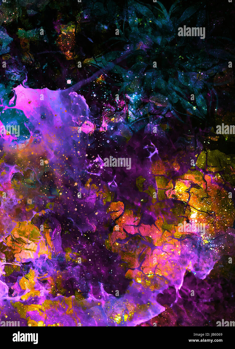 Cosmic space and stars, color cosmic abstract background. Fire effect ...