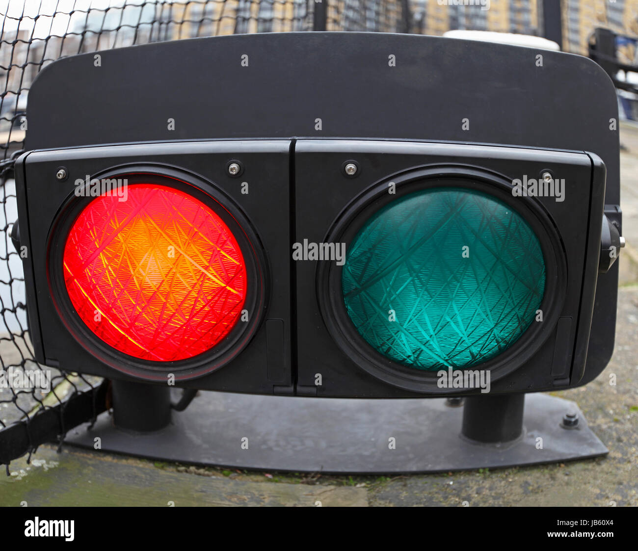 Red bridge traffic light signaling that bridge is closed Stock Photo ...