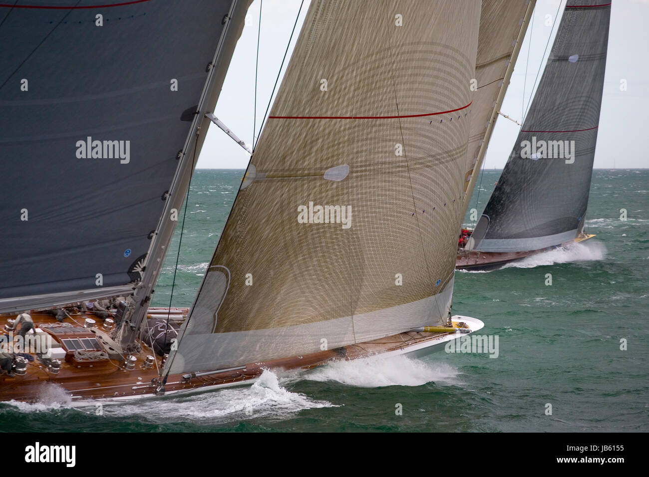 J-Class yachts "Ranger" (J5) and "Velsheda" (K7) power towards the ...