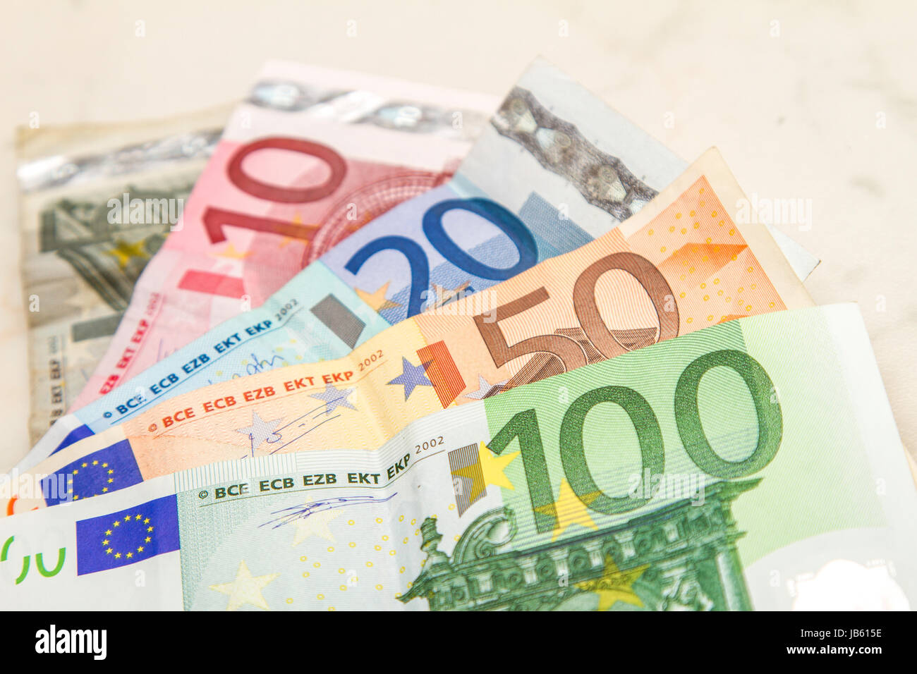 Euros of different amounts Stock Photo - Alamy