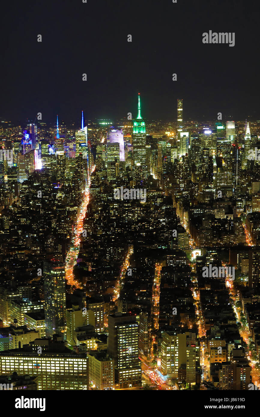 A Vertical view of Manhattan at night Stock Photo - Alamy
