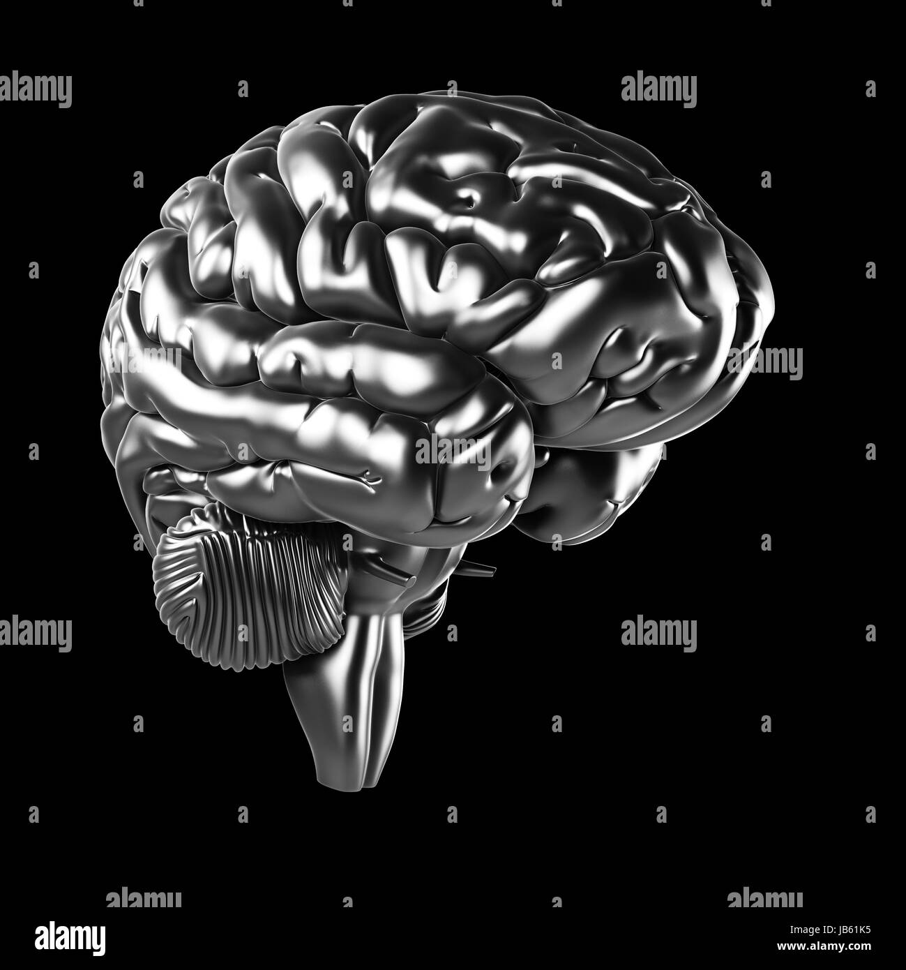 3d rendered illustration - metal brain Stock Photo - Alamy