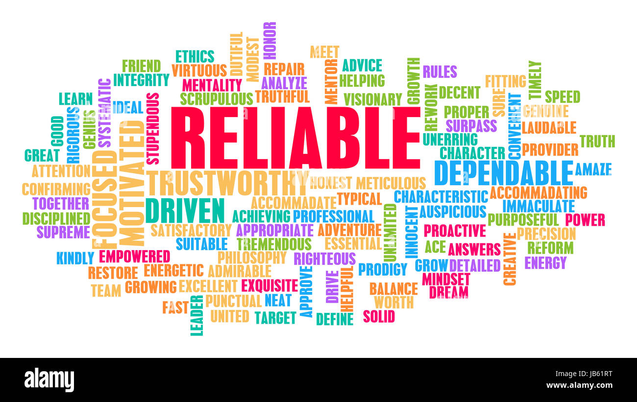 Reliable Word Cloud Concept on White Stock Photo - Alamy
