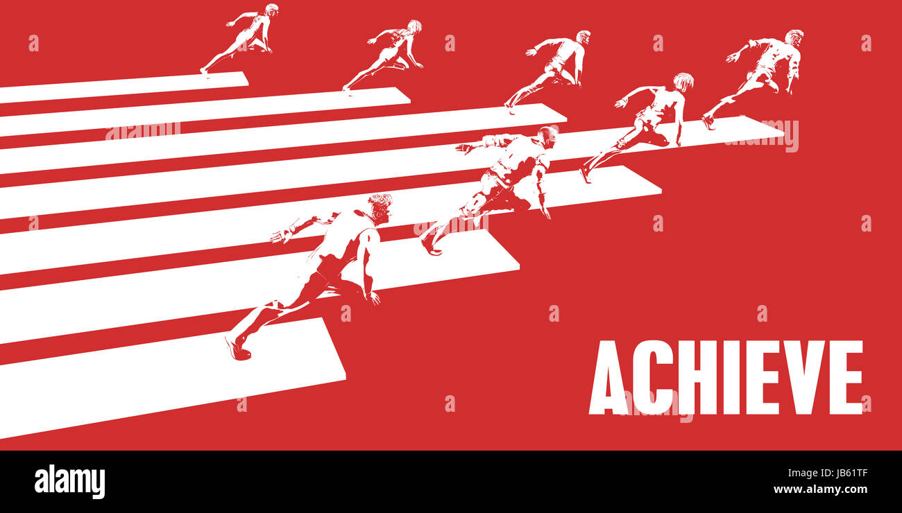 Achieve with Business People Running in a Path Stock Photo - Alamy