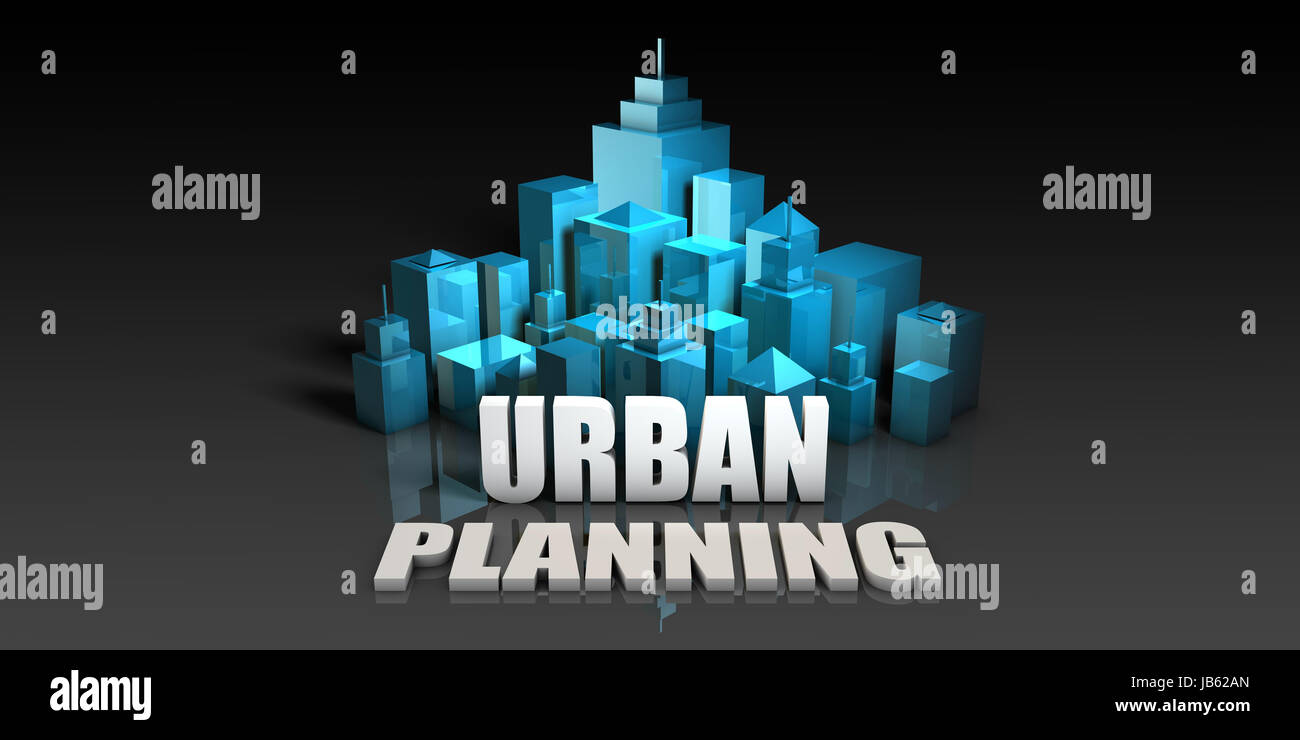 Urban Planning Concept in Blue on Black Background Stock Photo - Alamy