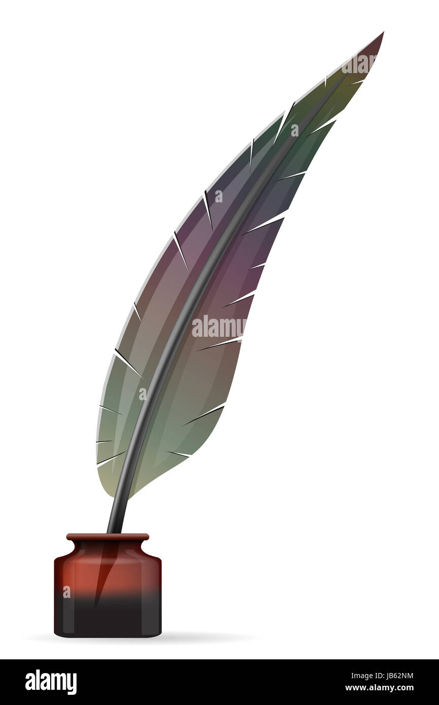 feather and inkwell old retro vintage icon stock vector illustration ...