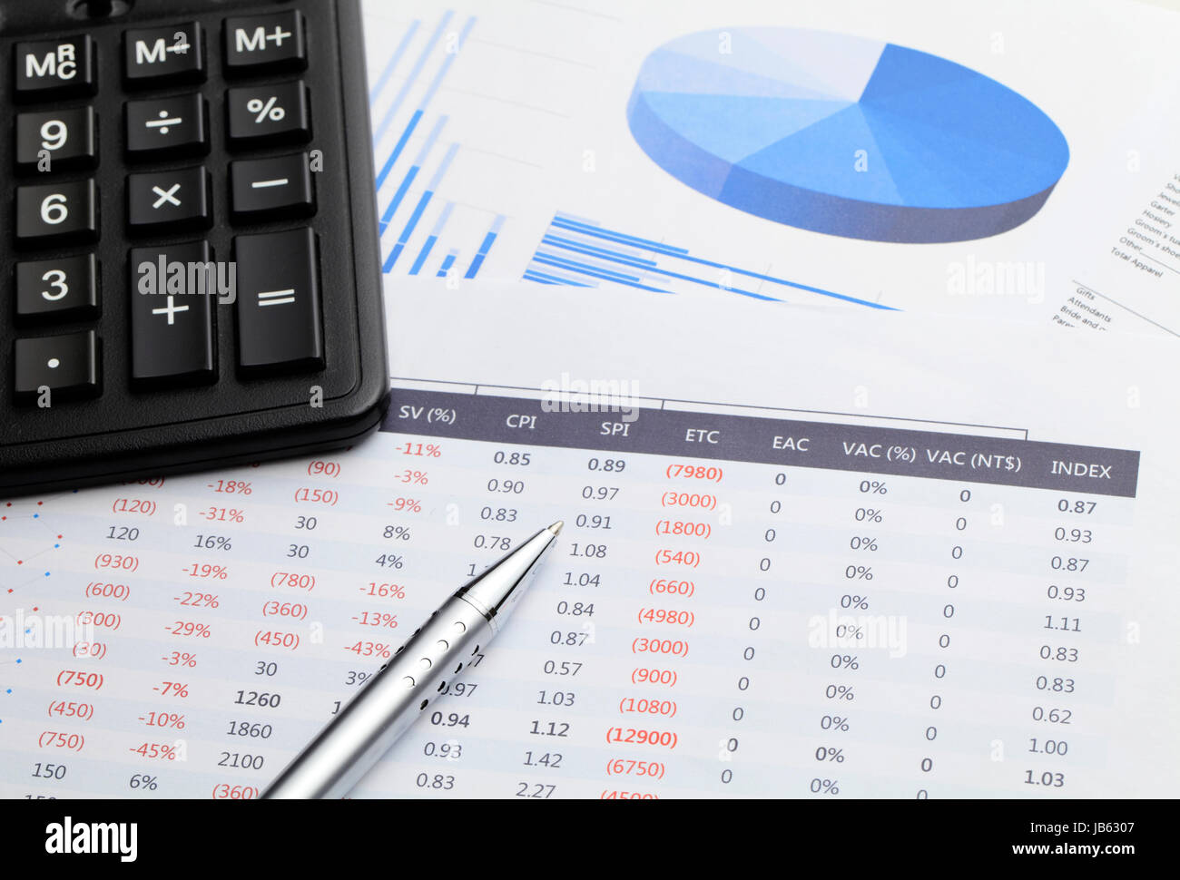 Chart and calculator Stock Photo - Alamy