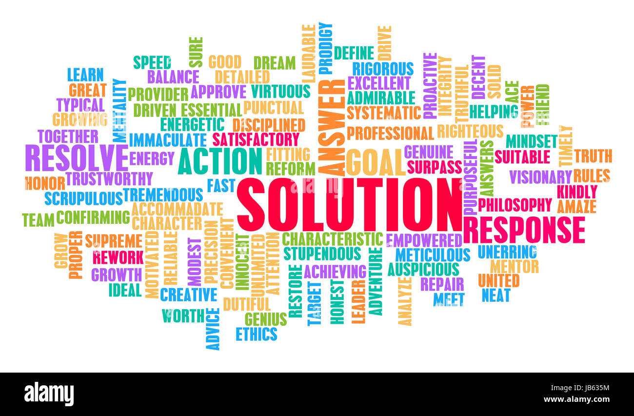 Solution Word Cloud Concept on White Stock Photo - Alamy