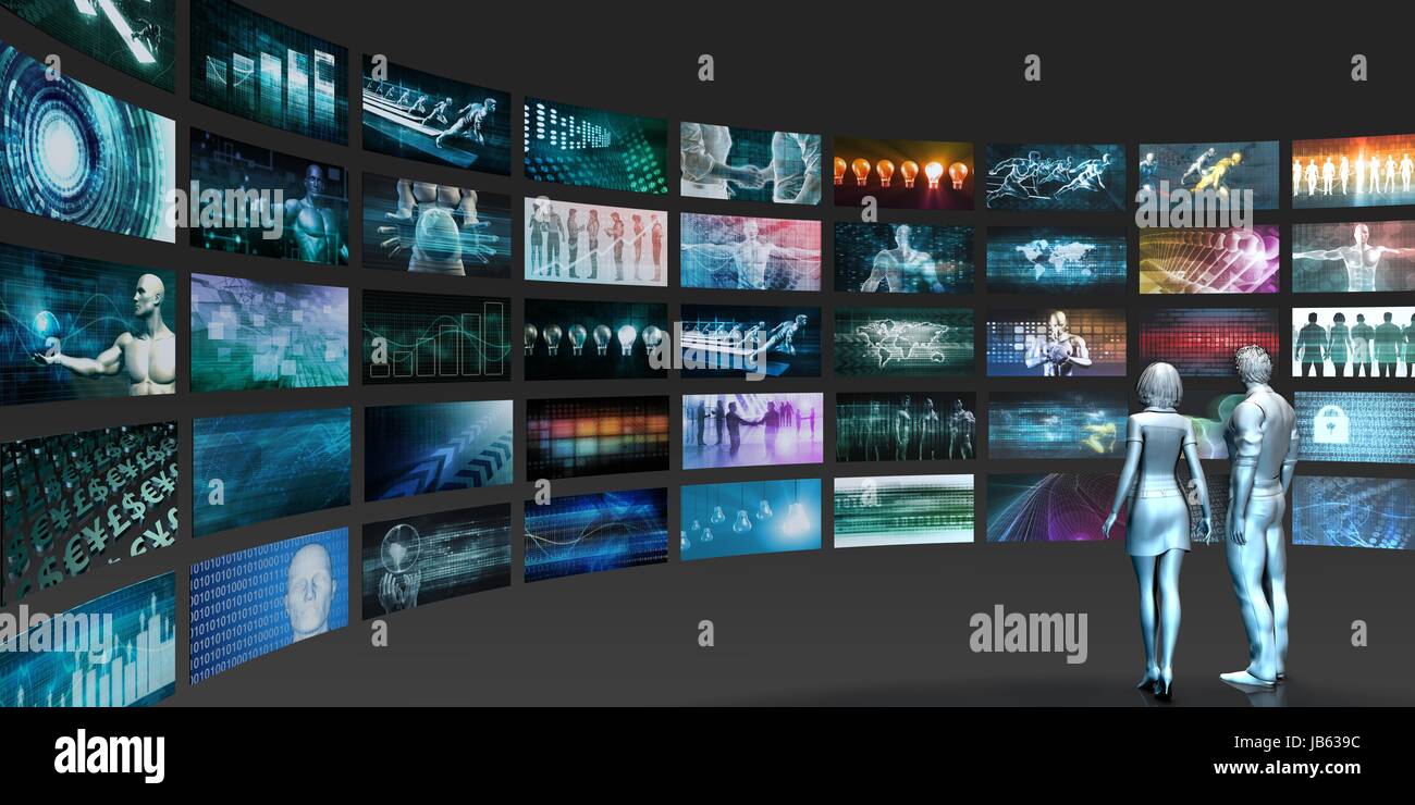 Media Technologies Concept as a Video Wall Background Stock Photo - Alamy