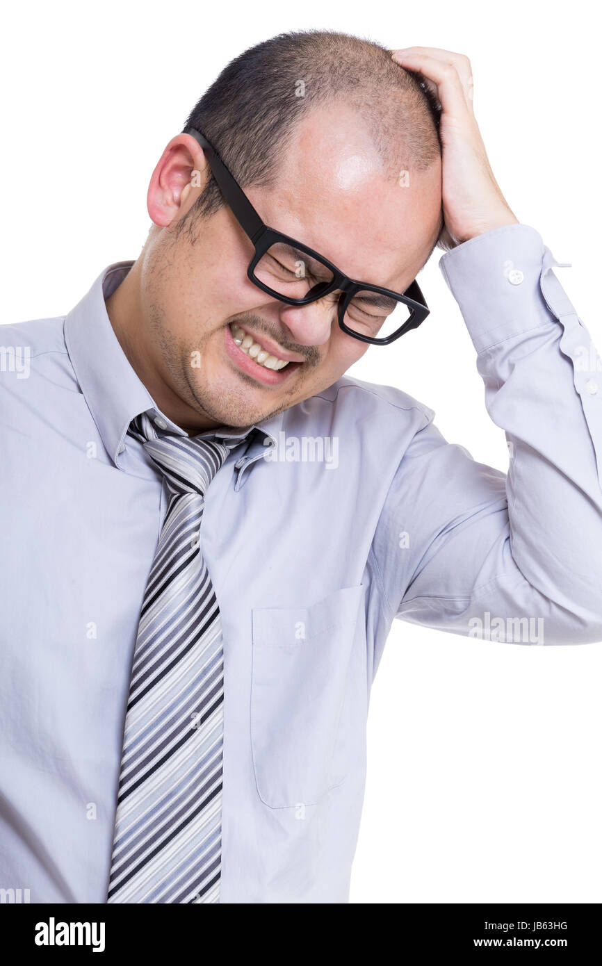 Asia businessman headache Stock Photo - Alamy