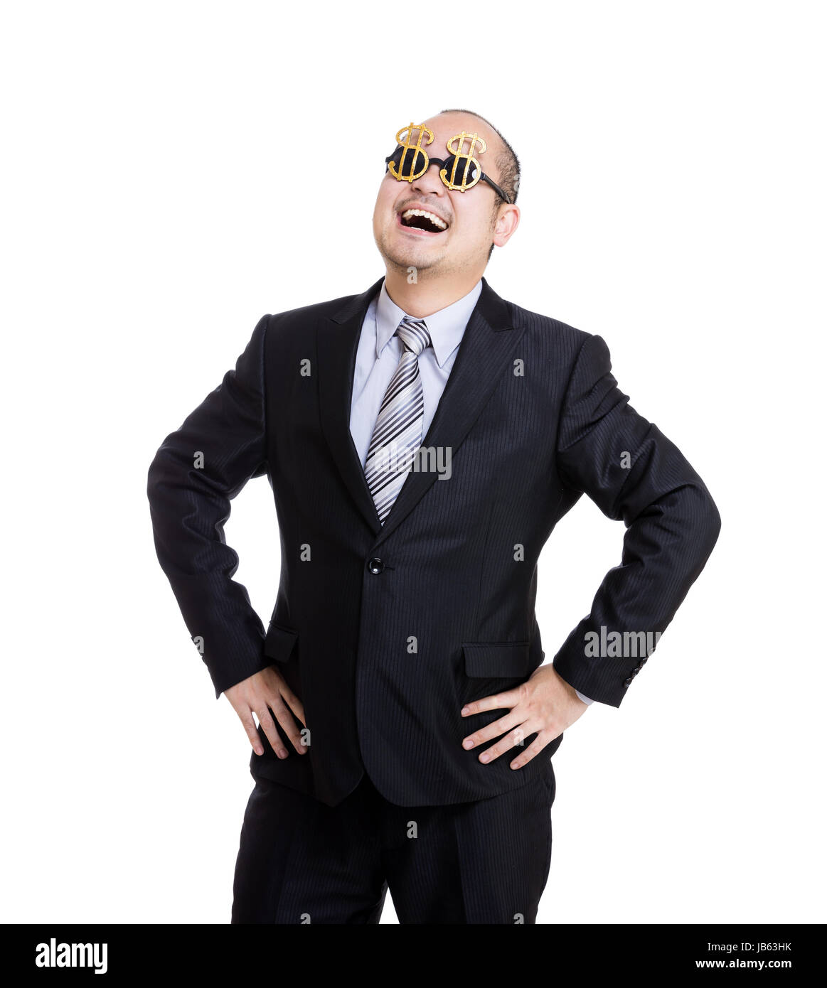 Happy rich businessman wear dollar sign glasses Stock Photo - Alamy