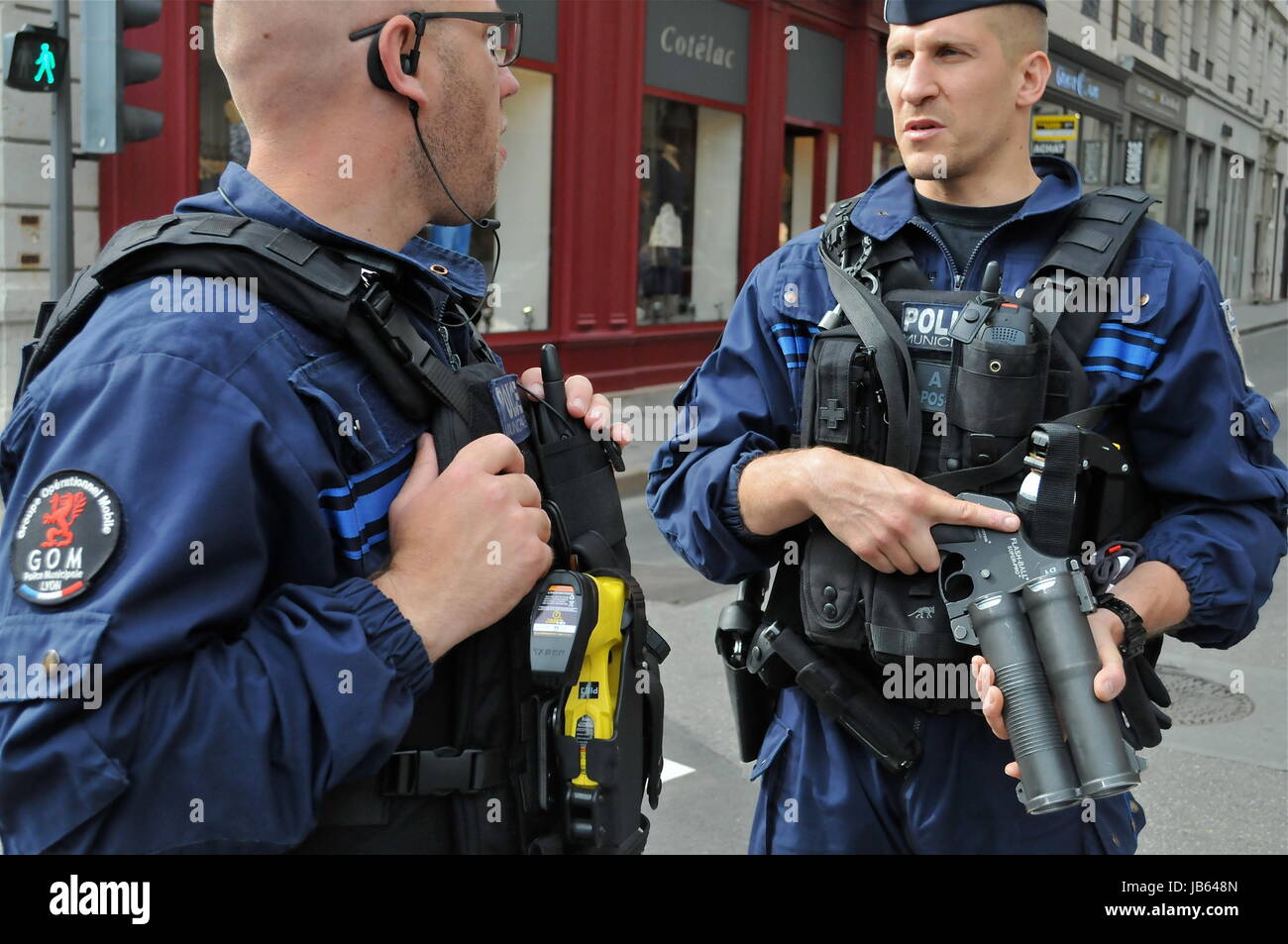 GOM Special Unit patrols Lyon during EURO 2016 Championship Stock Photo ...