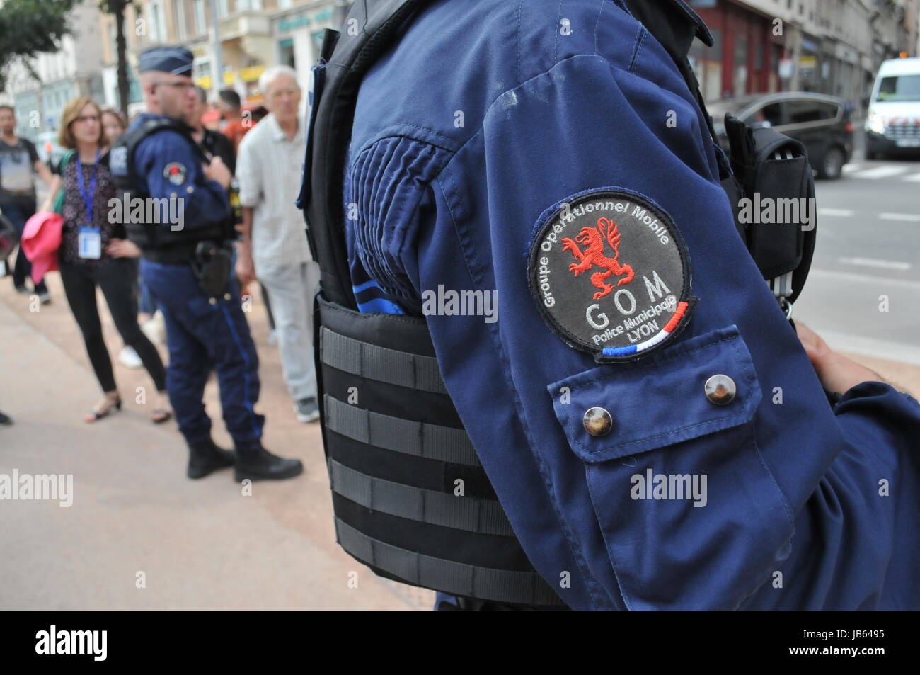 GOM Special Unit patrols Lyon during EURO 2016 Championship Stock Photo ...