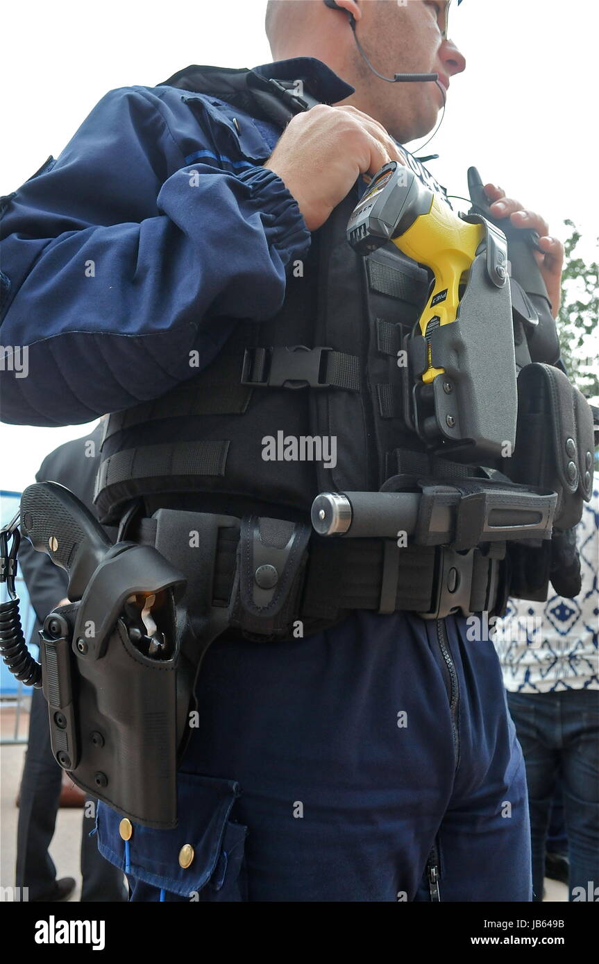 GOM Special Unit patrols Lyon during EURO 2016 Championship Stock Photo ...
