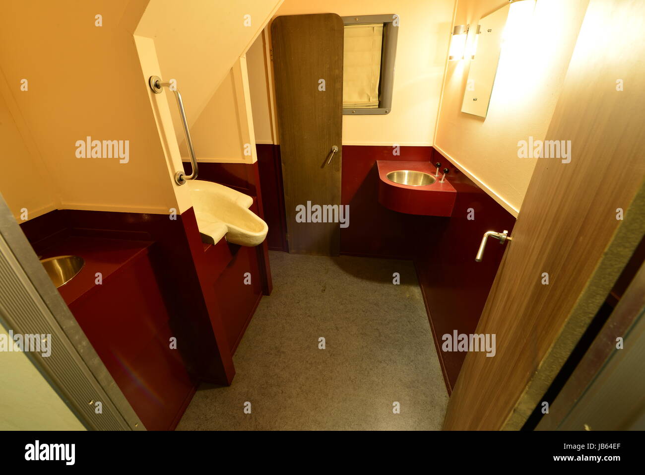 Washroom of B314 replica interior at the Foynes seaplane museum in ...