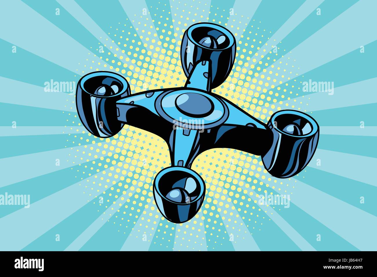 Vector cartoon illustration quadcopter aerial hi-res stock photography ...