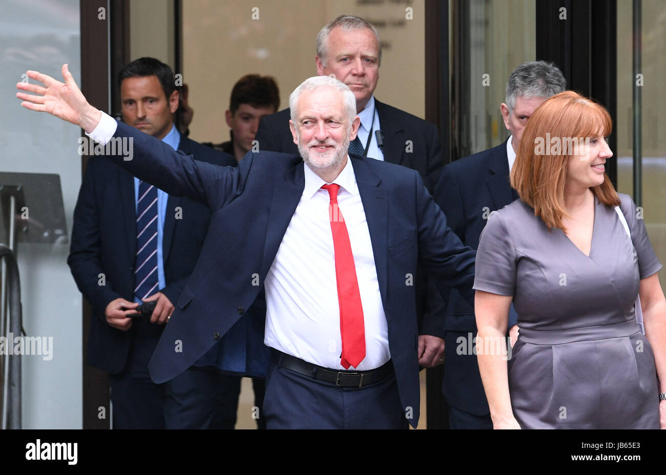 Jeremy Corbyn leaves Labour Party HQ in central London after he ...