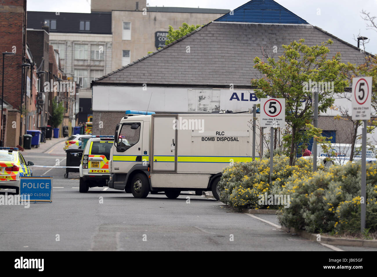 Police and a Bomb Disposal van at the scene after a man armed with a ...