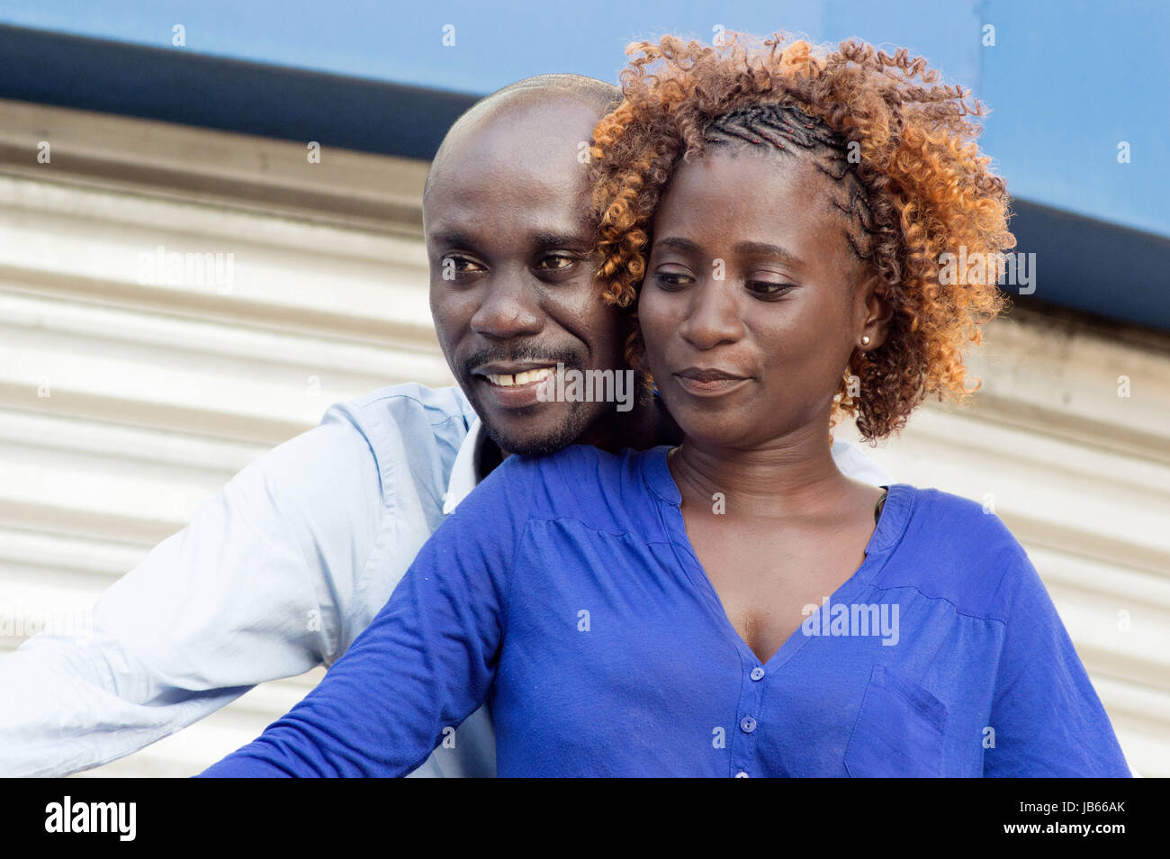 young tigh couple seems in perfect agreement Stock Photo - Alamy