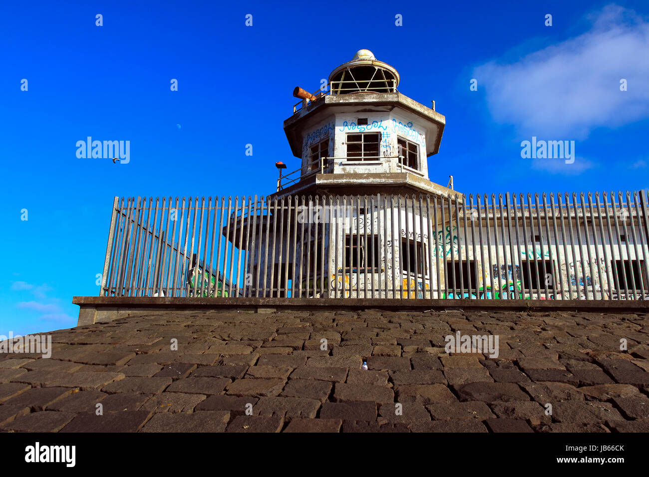 Derelict lighthouse, Western Harbour, Newhaven, Edinburgh, Scotland, UK ...