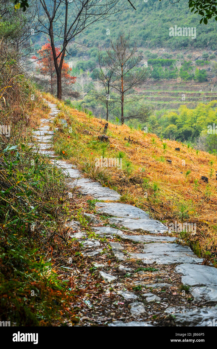 The hiking pathway scenery in the rural area Stock Photo - Alamy
