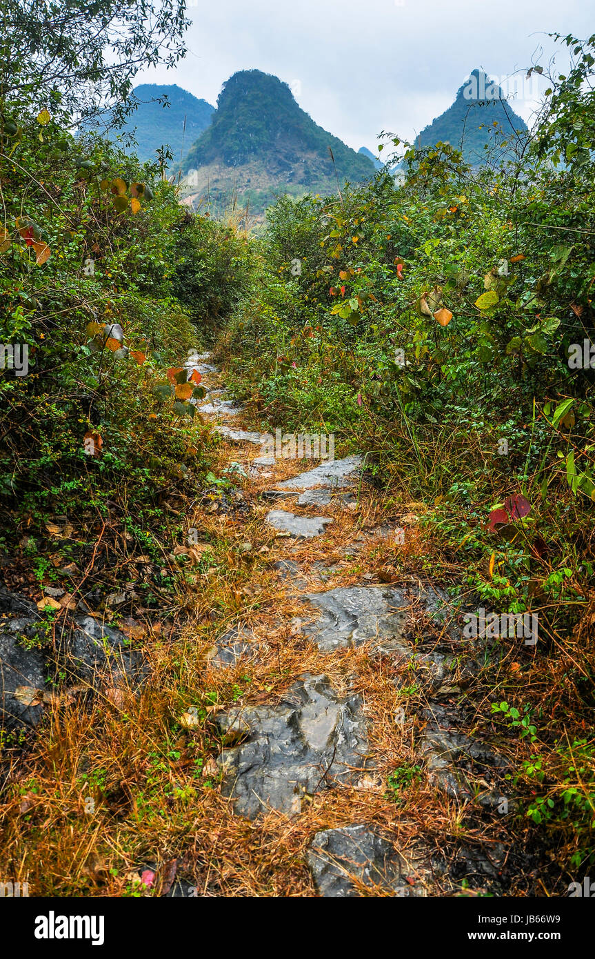 The hiking pathway scenery in the rural area Stock Photo - Alamy